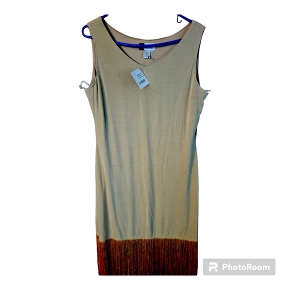 Together | Dresses | Nwt Together 8s Vintage Gold Fringe Dress Sz Large ...